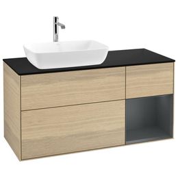 Villeroy & Boch Villeroy und Boch Finion Waschtischunterschrank G812HGPC 120cm, Abdeckplatte black matt, Emotion, Regale Midnight matt lacquer, Oak Veneer
