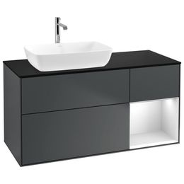 Villeroy & Boch Villeroy und Boch Finion Waschtischunterschrank G812MTHG 120cm, Abdeckplatte black matt, Emotion, Regale White matt lacquer, Midnight Blue Matt Lacquer