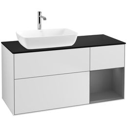 Villeroy & Boch Villeroy und Boch Finion Waschtischunterschrank F812GKMT 120cm, Abdeckplatte black matt, Regale Anthracite matt lacquer, White matt lacquer