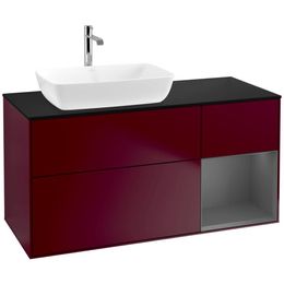 Villeroy & Boch Villeroy und Boch Finion Waschtischunterschrank F812GKHB 120cm, Abdeckplatte black matt, Regale Anthracite matt lacquer, Peony Matt