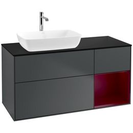 Villeroy & Boch Villeroy und Boch Finion Waschtischunterschrank F812HBHG 120cm, Abdeckplatte black matt, Regale Peony matt lacquer, Midnight Blue Matt Lacquer