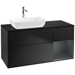 Villeroy & Boch Villeroy und Boch Finion Waschtischunterschrank F812HGPD 120cm, Abdeckplatte black matt, Regale Midnight matt lacquer, Black matt lacquer