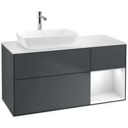 Villeroy & Boch Villeroy und Boch Finion Waschtischunterschrank F811GFHG 120cm, Abdeckplatte white matt, Regale Glossy white lacquer, Midnight Blue Matt Lacquer