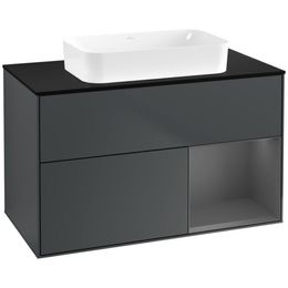 Villeroy & Boch Villeroy und Boch Finion Waschtischunterschrank G662GKHG 100x60,3x50,1cm, Regal rechts Anthracite matt, Midnight Blue Matt Lacquer