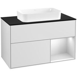 Villeroy & Boch Villeroy und Boch Finion Waschtischunterschrank G662MTMT 100x60,3x50,1cm, Regal rechts White matt lacquer, White matt lacquer