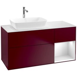 Villeroy & Boch Villeroy und Boch Finion Waschtischunterschrank F811MTHB 120cm, Abdeckplatte white matt, Regale White matt lacquer, Peony Matt