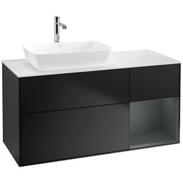 Villeroy & Boch Villeroy und Boch Finion Waschtischunterschrank F811HGPD 120cm, Abdeckplatte white matt, Regale Midnight matt lacquer, Black matt lacquer