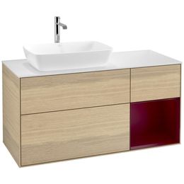 Villeroy & Boch Villeroy und Boch Finion Waschtischunterschrank F811HBPC 120cm, Abdeckplatte white matt, Regale Peony matt lacquer, Oak Veneer