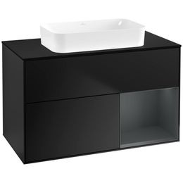 Villeroy & Boch Villeroy und Boch Finion Waschtischunterschrank G662HGPD 100x60,3x50,1cm, Regal rechts Midnight Blue Matt Lacquer, Black matt lacquer