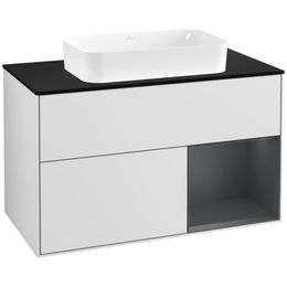 Villeroy & Boch Villeroy und Boch Finion Waschtischunterschrank G662HGMT 100x60,3x50,1cm, Regal rechts Midnight Blue Matt Lacquer, White matt lacquer