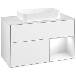 Villeroy & Boch Villeroy und Boch Finion Waschtischunterschrank G661GFGF 100x60,3x50,1cm, Regal rechts Glossy white lacquer, Glossy white lacquer