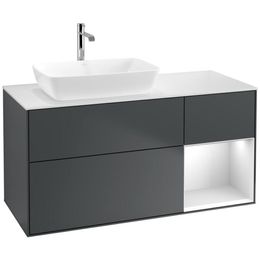 Villeroy & Boch Villeroy und Boch Finion Waschtischunterschrank F811MTHG 120cm, Abdeckplatte white matt, Regale White matt lacquer, Midnight Blue Matt Lacquer