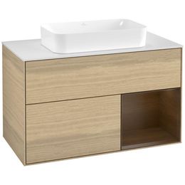 Villeroy & Boch Villeroy und Boch Finion Waschtischunterschrank G661GNPC 100x60,3x50,1cm, Regal rechts Walnut veneer, Oak Veneer