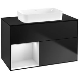 Villeroy & Boch Villeroy und Boch Finion Waschtischunterschrank G652MTPD 100x60,3x50,1cm, Regal links White matt lacquer, Black matt lacquer