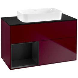 Villeroy & Boch Villeroy und Boch Finion Waschtischunterschrank G652PDHB 100x60,3x50,1cm, Regal links Black matt lacquer, Peony Matt