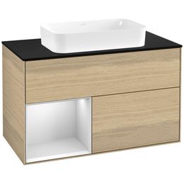 Villeroy & Boch Villeroy und Boch Finion Waschtischunterschrank G652MTPC 100x60,3x50,1cm, Regal links White matt lacquer, Oak Veneer