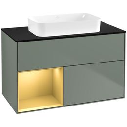 Villeroy & Boch Villeroy und Boch Finion Waschtischunterschrank G652HFGM 100x60,3x50,1cm, Regal links Gold matt, Olive Matt Lacquer