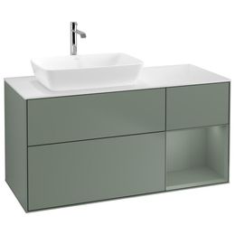 Villeroy & Boch Villeroy und Boch Finion Waschtischunterschrank G811GMGM 120cm, Abdeckplatte white matt, Emotion, Regale Olive matt lacquer, Olive Matt Lacquer