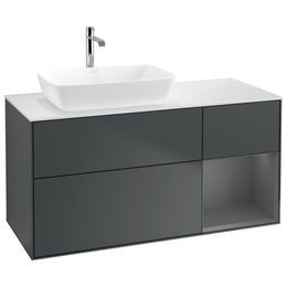 Villeroy & Boch Villeroy und Boch Finion Waschtischunterschrank G811GKHG 120cm, Abdeckplatte white matt, Emotion, Regale Anthracite matt lacquer, Midnight Blue Matt Lacquer