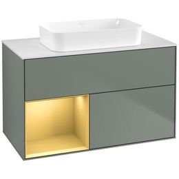 Villeroy & Boch Villeroy und Boch Finion Waschtischunterschrank G651HFGM 100x60,3x50,1cm, Regal links Gold matt, Olive Matt Lacquer
