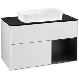 Villeroy & Boch Villeroy und Boch Finion Waschtischunterschrank F662PDMT 100x60,3x50,1cm, Regal rechts Black matt lacquer, White matt lacquer