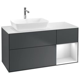 Villeroy & Boch Villeroy und Boch Finion Waschtischunterschrank G811MTHG 120cm, Abdeckplatte white matt, Emotion, Regale White matt lacquer, Midnight Blue Matt Lacquer