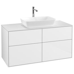 Villeroy & Boch Villeroy und Boch Finion Waschtischunterschrank F79100GF 120x60,3cm, Abdeckplatte white matt, Glossy white lacquer