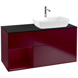 Villeroy & Boch Villeroy und Boch Finion Waschtischunterschrank F802HBHB 120cm, Abdeckplatte black matt, Regale Peony matt lacquer, Peony Matt