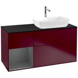 Villeroy & Boch Villeroy und Boch Finion Waschtischunterschrank F802GKHB 120cm, Abdeckplatte black matt, Regale Anthracite matt lacquer, Peony Matt
