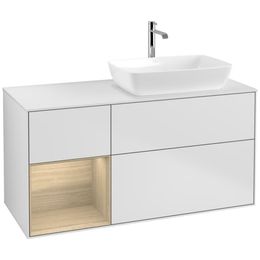 Villeroy & Boch Villeroy und Boch Finion Waschtischunterschrank F801PCMT 120cm, Abdeckplatte white matt, Regale Oak Veneer, White matt lacquer