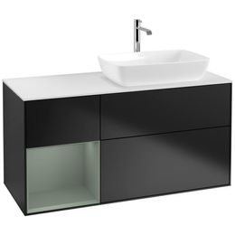 Villeroy & Boch Villeroy und Boch Finion Waschtischunterschrank F801GMPD 120cm, Abdeckplatte white matt, Regale Olive matt lacquer, Black matt lacquer