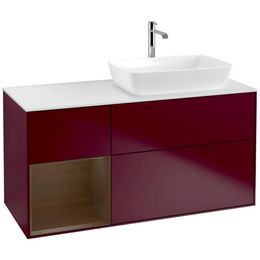 Villeroy & Boch Villeroy und Boch Finion Waschtischunterschrank F801GNHB 120cm, Abdeckplatte white matt, Regale Walnut Veneer, Peony Matt