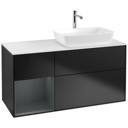 Villeroy & Boch Villeroy und Boch Finion Waschtischunterschrank F801HGPD 120cm, Abdeckplatte white matt, Regale Midnight matt lacquer, Black matt lacquer