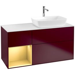 Villeroy & Boch Villeroy und Boch Finion Waschtischunterschrank F801HFHB 120cm, Abdeckplatte white matt, Regale Gold matt lacquer, Peony Matt