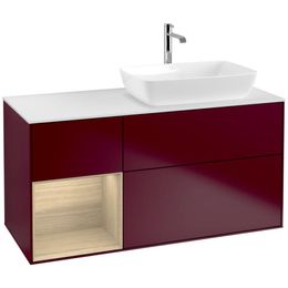 Villeroy & Boch Villeroy und Boch Finion Waschtischunterschrank F801PCHB 120cm, Abdeckplatte white matt, Regale Oak Veneer, Peony Matt