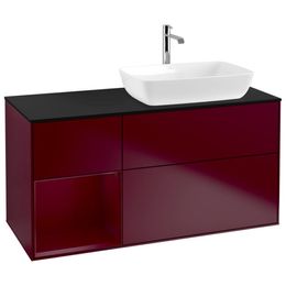 Villeroy & Boch Villeroy und Boch Finion Waschtischunterschrank G802HBHB 120cm, Abdeckplatte black matt, Emotion, Regale Peony matt lacquer, Peony Matt