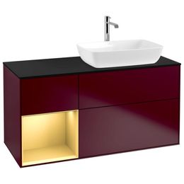 Villeroy & Boch Villeroy und Boch Finion Waschtischunterschrank G802HFHB 120cm, Abdeckplatte black matt, Emotion, Regale Gold matt lacquer, Peony Matt