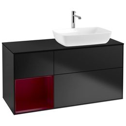 Villeroy & Boch Villeroy und Boch Finion Waschtischunterschrank G802HBPD 120cm, Abdeckplatte black matt, Emotion, Regale Peony matt lacquer, Black matt lacquer