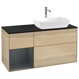 Villeroy & Boch Villeroy und Boch Finion Waschtischunterschrank G802HGPC 120cm, Abdeckplatte black matt, Emotion, Regale Midnight matt lacquer, Oak Veneer