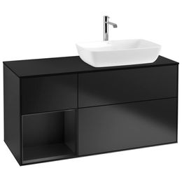 Villeroy & Boch Villeroy und Boch Finion Waschtischunterschrank G802PDPD 120cm, Abdeckplatte black matt, Emotion, Regale Black matt lacquer, Black matt lacquer