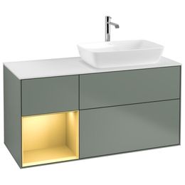 Villeroy & Boch Villeroy und Boch Finion Waschtischunterschrank G801HFGM 120cm, Abdeckplatte white matt, Emotion, Regale Gold matt lacquer, Olive Matt Lacquer