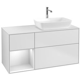 Villeroy & Boch Villeroy und Boch Finion Waschtischunterschrank G801MTMT 120cm, Abdeckplatte white matt, Emotion, Regale White matt lacquer, White matt lacquer