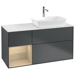 Villeroy & Boch Villeroy und Boch Finion Waschtischunterschrank G801PCHG 120cm, Abdeckplatte white matt, Emotion, Regale Oak Veneer, Midnight Blue Matt Lacquer