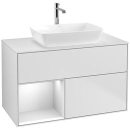 Villeroy & Boch Villeroy und Boch Finion Waschtischunterschrank F771MTMT 100cm, Abdeckplatte white matt, Regale White matt lacquer, White matt lacquer