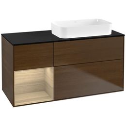 Villeroy & Boch Villeroy und Boch Finion Waschtischunterschrank F682PCGN 120x60,3x50,1cm, Regal links Oak Veneer, Walnut veneer
