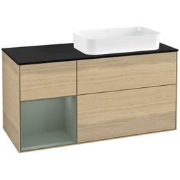 Villeroy & Boch Villeroy und Boch Finion Waschtischunterschrank F682GMPC 120x60,3x50,1cm, Regal links Olive Matt Lacquer, Oak Veneer