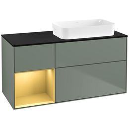 Villeroy & Boch Villeroy und Boch Finion Waschtischunterschrank F682HFGM 120x60,3x50,1cm, Regal links Gold matt, Olive Matt Lacquer