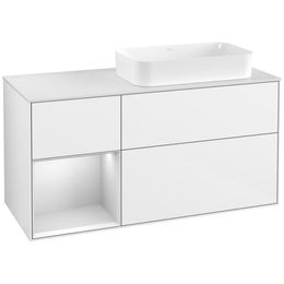 Villeroy & Boch Villeroy und Boch Finion Waschtischunterschrank F681MTGF 120x60,3x50,1cm, Regal links White matt lacquer, Glossy white lacquer