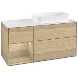 Villeroy & Boch Villeroy und Boch Finion Waschtischunterschrank F681PCPC 120x60,3x50,1cm, Regal links Oak Veneer, Oak Veneer