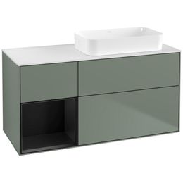 Villeroy & Boch Villeroy und Boch Finion Waschtischunterschrank F681PDGM 120x60,3x50,1cm, Regal links Black matt lacquer, Olive Matt Lacquer
